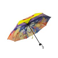 China Custom Full Color Print 42-inch Canopy Fiberglass Frame Compact Folding Umbrella for Promotional Branding for sale