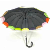 China 14 Ribs Straight Rainbow Walking Umbrellas With Curved Handle for sale