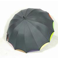 China 14 Ribs Straight Rainbow Walking Umbrellas With Curved Handle for sale