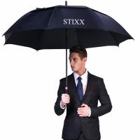 China Black Ventilated Automatic Golf Umbrella 130cm Wind Resistant Umbrella for sale