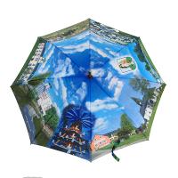 China 46 Inch Auto Open Wooden Handle Umbrella With European Scenery Print for sale