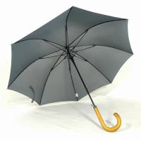 China 46 Inch  Outdoor Straight Umbrella With Wooden Handle Fiberglass Frame Umbrella for sale