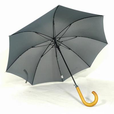 China 46 Inch  Outdoor Straight Umbrella With Wooden Handle Fiberglass Frame Umbrella for sale