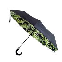 China 42 Inch Double Canopy Folding Umbrella Wooden Handle Automatic Opening And Closing Umbrella for sale