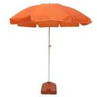 China 6.8 Foot Orange Beach Umbrellas With Metal Frame UV Protective Polyester for sale