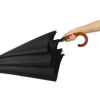 China Classic Business Men Walking Umbrellas Black Wooden Handle Umbrella Windproof for sale