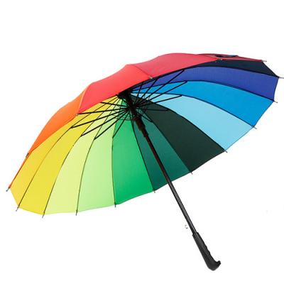 China 16 Ribs Large Rainbow Umbrella Auto Open 44 Inch 190T Pongee for sale