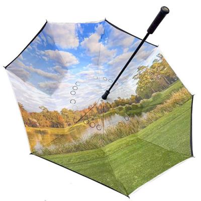 China Corporate Branded All Over Printed Golf Umbrellas 135cm Diameter 100cm Length for sale