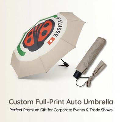 China Custom Full-Printed Auto Open/Close Folding Umbrella with Wind Resistance Up to 40 mph and 3-Year Warranty for sale
