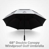 China 68-Inch Double Canopy Windproof Golf Umbrella with UV50+ Titanium Silver Fabric and 100 km/h Wind Resistance for sale