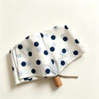 China Lightweight Women's Polka Dot Travel Umbrella with Solid Wood Handle - Portable 3 Fold Parasol for sale