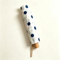 China Lightweight Women's Polka Dot Travel Umbrella with Solid Wood Handle - Portable 3 Fold Parasol for sale