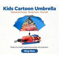 China Waterproof Kids 2 Fold Cartoon Umbrella for sale