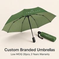 China Custom Branded Auto Open Close Compact Folding Umbrella with 8 Fiberglass Windproof Ribs and 190T Waterproof Pongee for sale