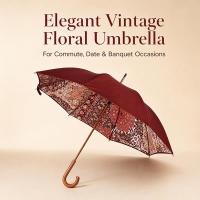 China Regal Lady 46-inch Double-Layer Umbrella with Solid Wood Shaft and UV-Resistant Fabric for sale