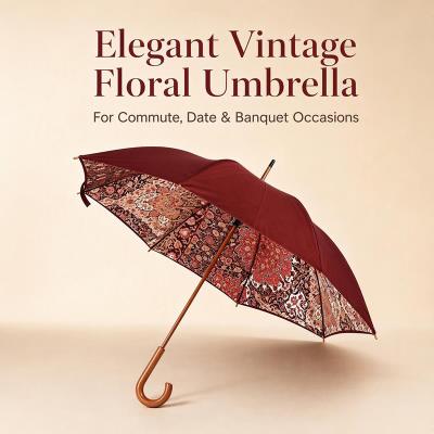 China Regal Lady 46-inch Double-Layer Umbrella with Solid Wood Shaft and UV-Resistant Fabric for sale