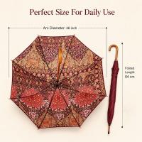 China Regal Lady 46-inch Double-Layer Umbrella with Solid Wood Shaft and UV-Resistant Fabric for sale