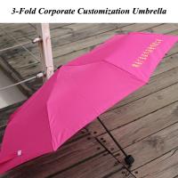 China Rose Red Folding Umbrella with 97 cm Canopy Diameter and 250 g Lightweight for Corporate Promotional Gift for sale