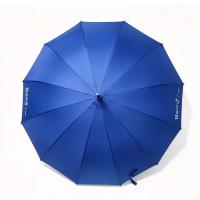 China Custom Navy Blue Straight Umbrella with UV Protection UPF 50+, Fiberglass Ribs, and Logo Printing for Employee Benefits for sale