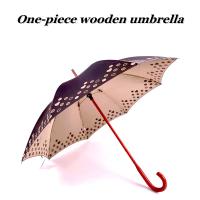 China Custom-Made Stick Umbrella with One-Piece Curved-Hook Handle and Shaft for the German Market Maple Wood Umbrella for sale