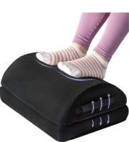 China Adjustable Under Desk Footrest with Black Velvet Cover and Memory Foam Filling for sale