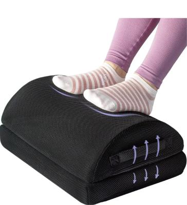 China Adjustable Under Desk Footrest with Black Velvet Cover and Memory Foam Filling for sale
