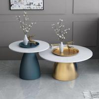 China Marble Living Room Furniture Modern Round Coffee Table Convertible with Stainless Steel Metal Iron Base for sale