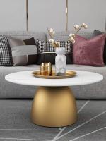 China Marble Living Room Furniture Modern Round Coffee Table Convertible with Stainless Steel Metal Iron Base for sale