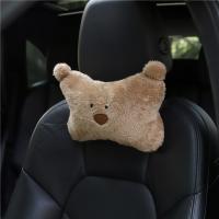 China Logo Printed Cartoon Plush Bear Car Headrest Mount Holder for Winter Comfortable Travel for sale