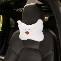 China Logo Printed Cartoon Plush Bear Car Headrest Mount Holder for Winter Comfortable Travel for sale