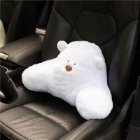 China Logo Printed Cartoon Plush Bear Car Headrest Mount Holder for Winter Comfortable Travel for sale