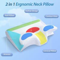 China Filling Memory Foam Cervical Pillow 2 in 1 Ergonomic Contour for Neck Pain Relief for sale