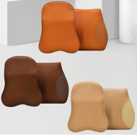 China Solid PU Leather Hot Lumbar Support Pillow for Car Seat Memory Foam Neck Pillow for sale
