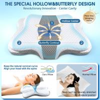 China Thread Count ≥600TC Memory Foam Orthopedic Pillow 5X Pain Relief Ear Piercing Design for sale