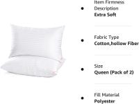 China Queen Size Memory Foam Bed Pillows for Side and Back Sleepers 2 Pack Super Soft Pillows for sale