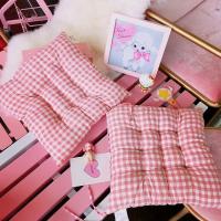 China Cotton Filled Square Pink Plaid Seat Cushion Pillow for Pressure Relief Non-Slip Design for sale