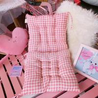 China Cotton Filled Square Pink Plaid Seat Cushion Pillow for Pressure Relief Non-Slip Design for sale