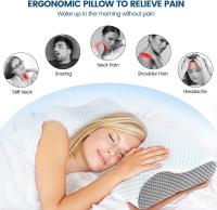 China 60 Fabric Count Ergonomic Memory Foam Neck Pillow for Neck and Shoulder Pain Relief for sale