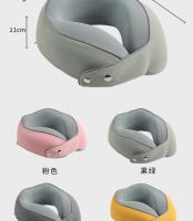 China Adults' Reversible Memory Foam Neck Pillow Solid Pattern Ideal for Sleeping and Airplane for sale