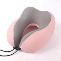 China 2023 Summer Cooling Fabric Memory Foam Neck Pillow for Long Airplane Train Car Travel for sale