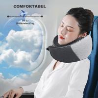 China Custom Logo Accepted Knitted U Shape Support Memory Foam Neck Pillow for Airplane Travel for sale