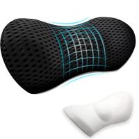 China Polyester / Cotton Memory Foam Car Headrest Lumbar Cushion for Healthy Back Support for sale