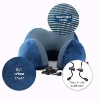 China Polyester/Cotton U Shape Memory Foam Travel Neck Pillows with Sleep Mask Set for sale