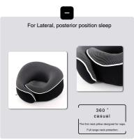 China Solid Black Memory Foam Neck Pillow for Airplane Travel Anti-Bacteria and Lightweight for sale
