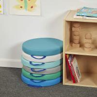 China 15 inches Round Flexible Seating Floor Cushions with Memory Foam Filling High Density Polyurethane Cover for sale
