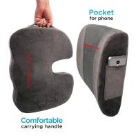 China Velvet Fabric Orthopedic Memory Foam Back Seat Cushion for Wheel Chair Car Seat Massage Yoga for sale