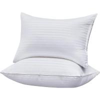 China Adjustable Striped Bed Pillows Queen Size Set of 2 Cooling Cotton Cover Firm 55*45*15 for sale