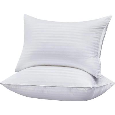 China Adjustable Striped Bed Pillows Queen Size Set of 2 Cooling Cotton Cover Firm 55*45*15 for sale