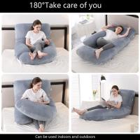 China Grey Velvet Cover J Shaped Full Body Pregnancy Pillow for Home Decor Sofa Cushion for sale