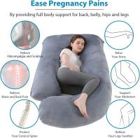 China Grey Velvet Cover J Shaped Full Body Pregnancy Pillow for Home Decor Sofa Cushion for sale